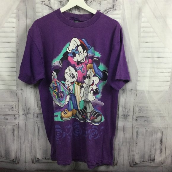Disney | Tops | Vintage Mickey Unlimited Jerry Leigh Artists Purple Tee ...
